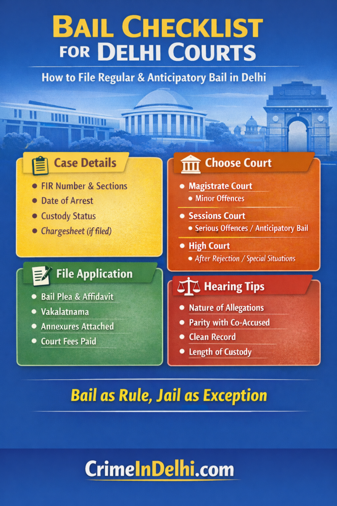 Checklist for Drafting Bail Application in Delhi Courts - Crime in Delhi